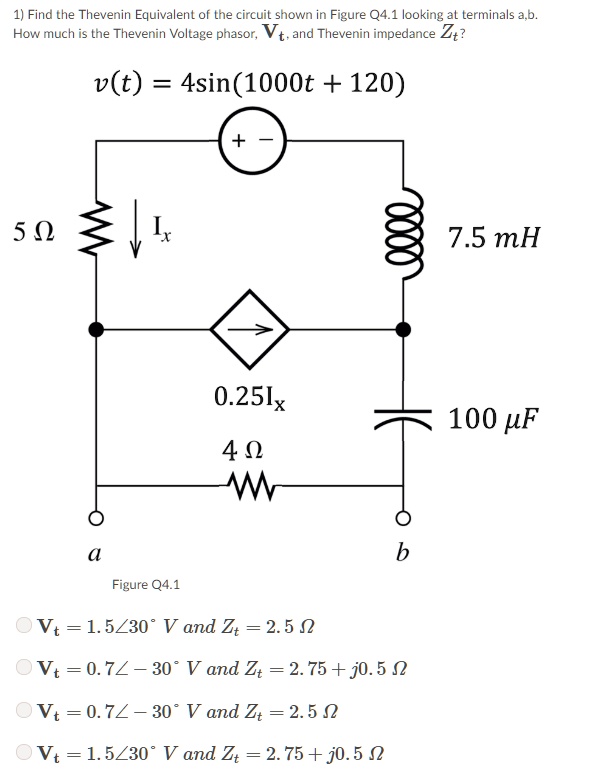 SOLVED: Find the Thevenin Equivalent of the circuit shown in Figure Q4 ...