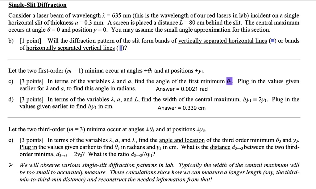 single slit diffraction consider a laser beam of wavelength lambda 635 ...