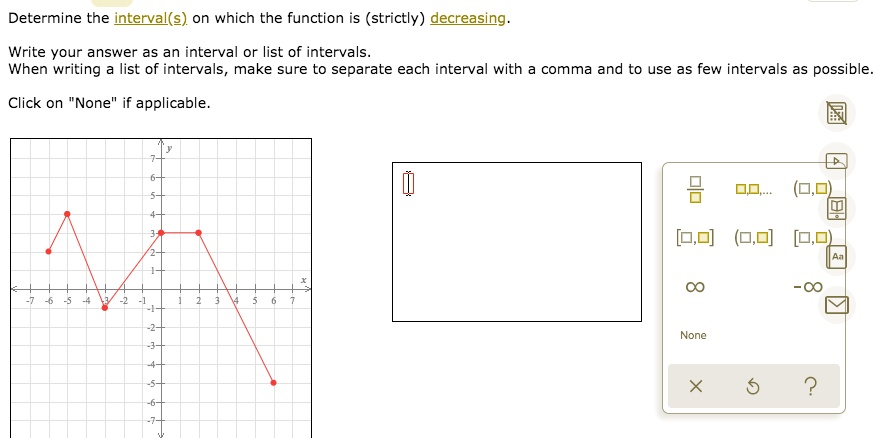 SOLVED:Determine the intervalls) on which the function (strictly) decreasing Write your answer ...