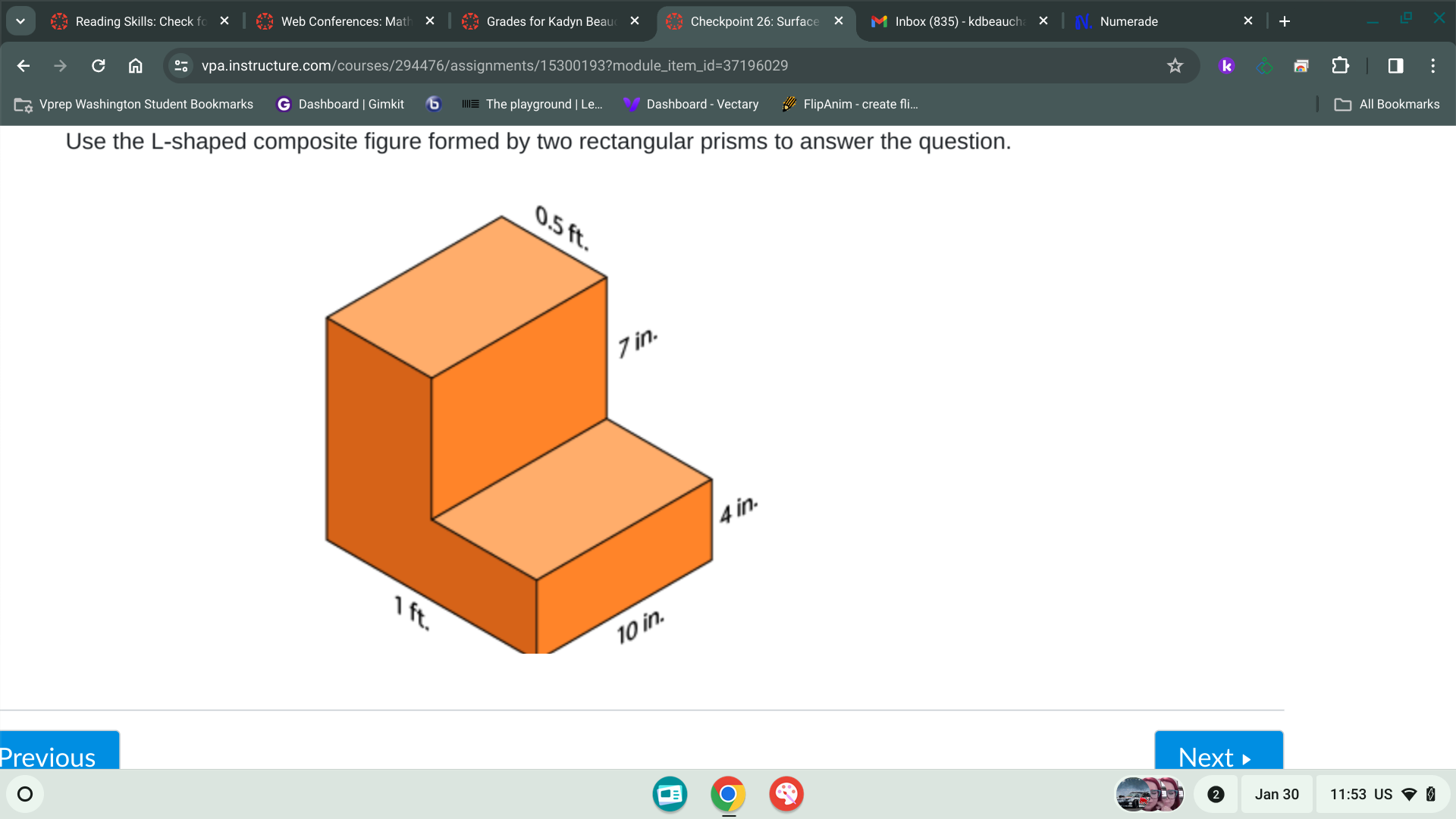 use the l shaped composite figure formed by two rectangular prisms to ...