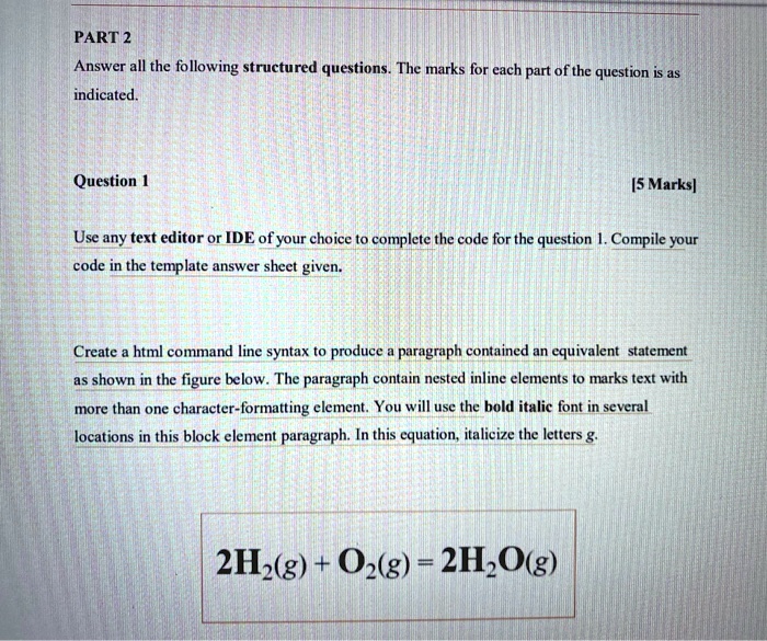 Solved I Just Need The Code For This Html Command Part 2 Answer All