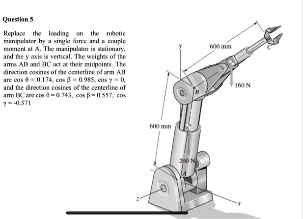 Question 5 Replace the loading on the robotic manipulator by a single ...
