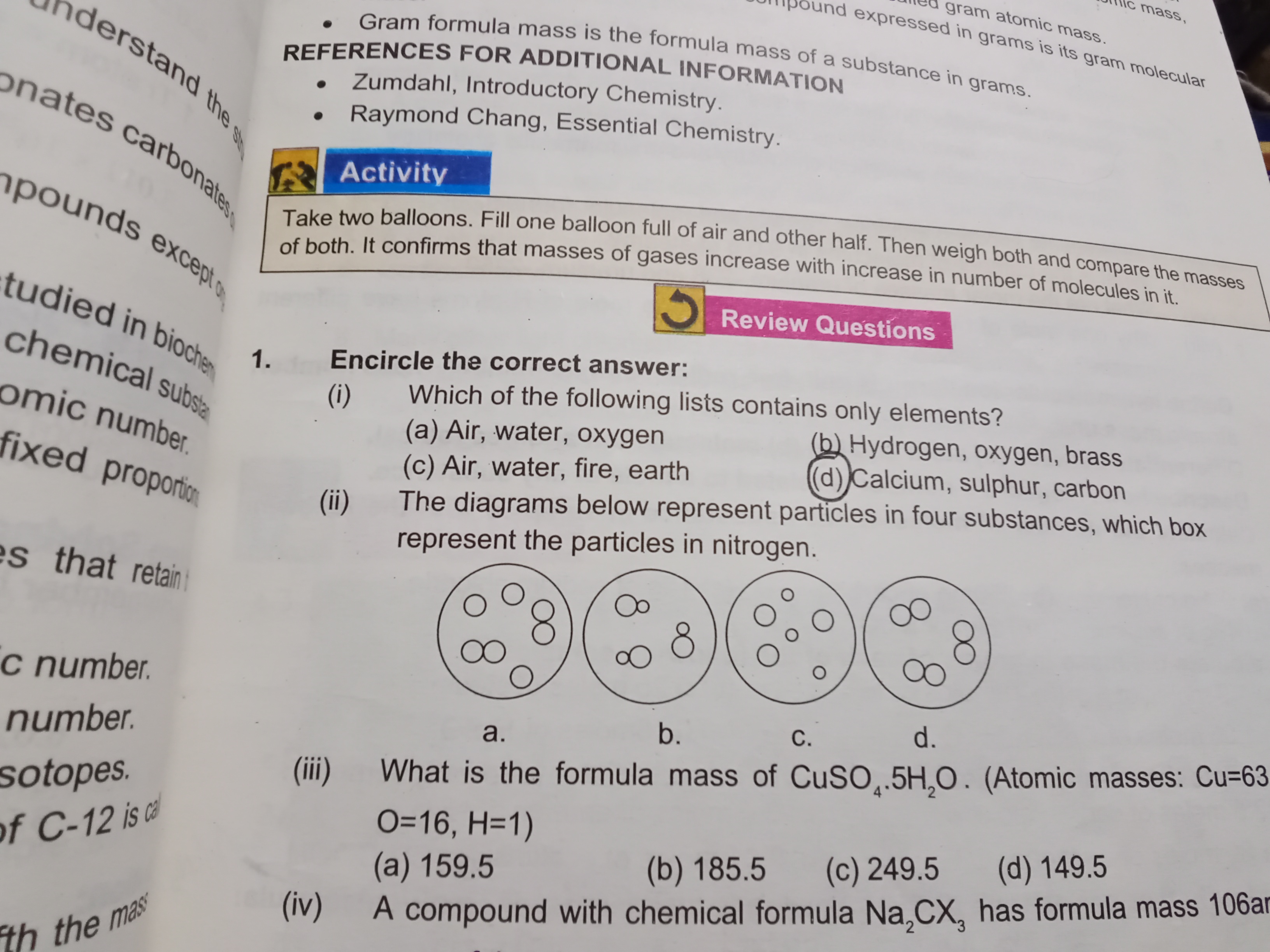 SOLVED: mass, REFERENCES FOR ADDITIONAL formula mass of a substance in ...