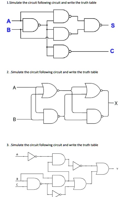 1.Simulate the circuit following circuit and write the truth table A B ... 1.Simulate the circuit following circuit and write the truth table A B ...