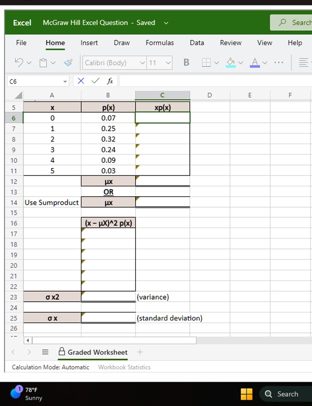 SOLVED: Texts: The random variable X has the following probability ...