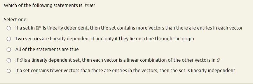 which of the following statements is true selectone o if a set in i is ...