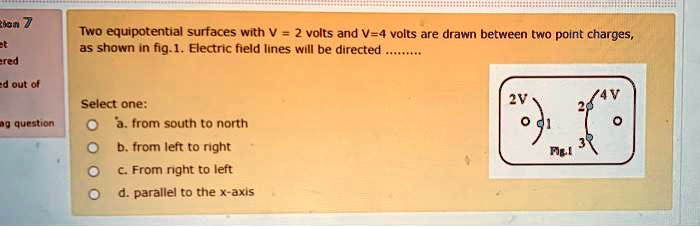 SOLVED: an Two equipotential surfaces with 2 volts and V=4 volts are ...