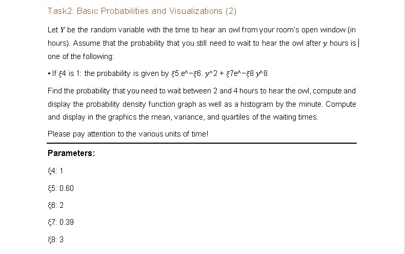 task2 basic probabilities and visualizations 2 let y be the random variable with the time to ...