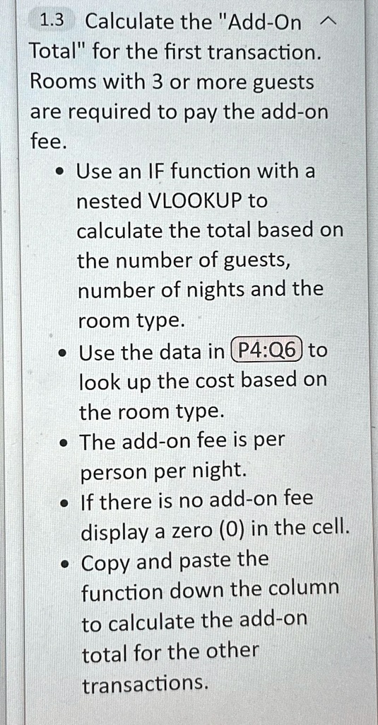 13 calculate the add on total for the first transaction rooms with 3 or ...