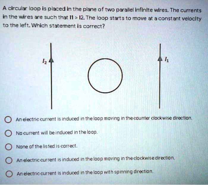 SOLVED: A circular loop is placed in the plane of two parallel infinite ...