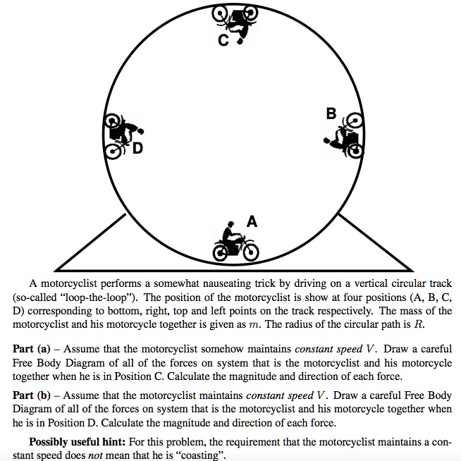 SOLVED: Motorcyclist performs a somewhat nauseating trick by driving on ...