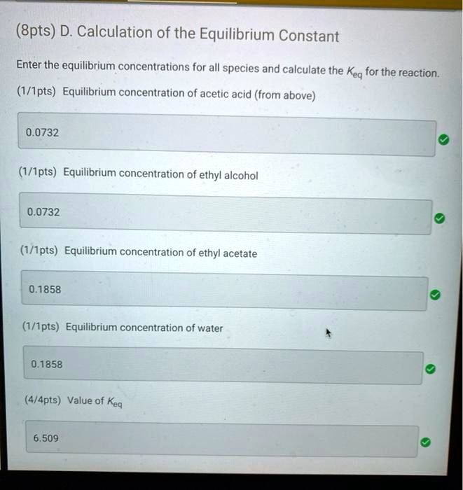 SOLVED: Calculation of the Equilibrium Constant Enter the equilibrium ...