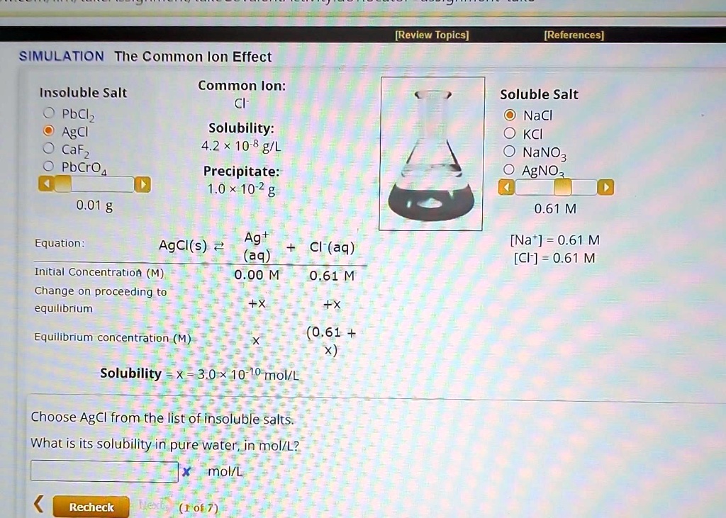 SOLVED: Texts: Insoluble Salt PbCl₂ AgCl CaF₂ PbCrO₂ 0.01 g Equation: Initial Concentration (M ...