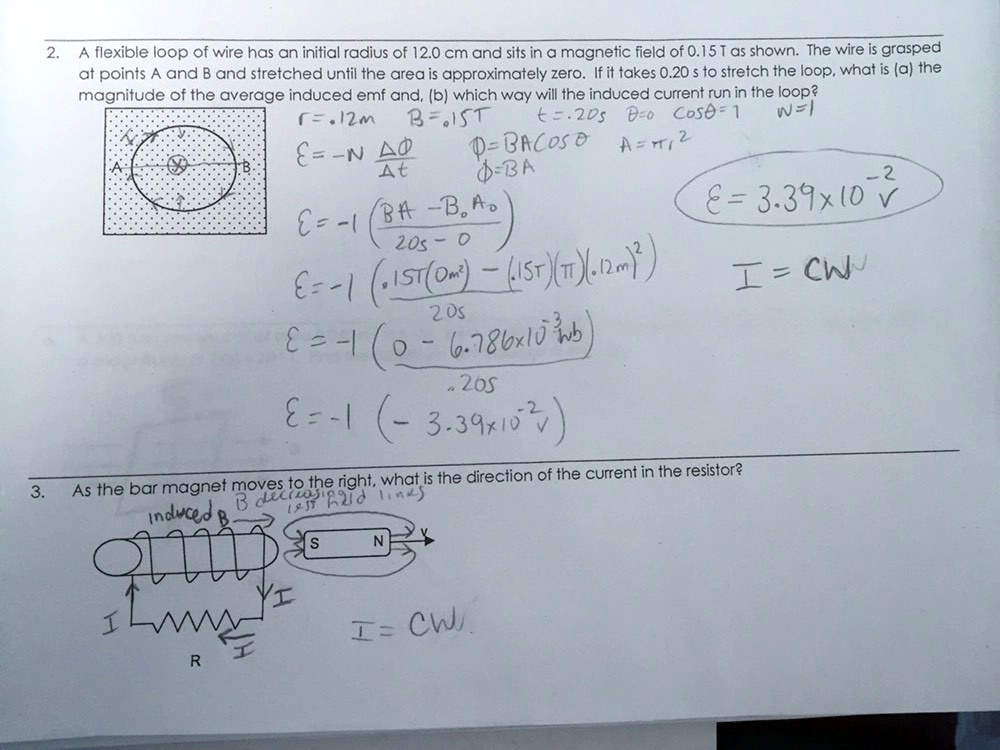 2. A flexible loop of wire has an initial radius of 12.0 cm and sits in ...