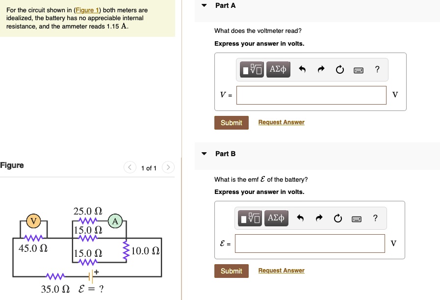 Part For the circuit shown in Figure, both meters are idealized; the battery has no appreciable ...