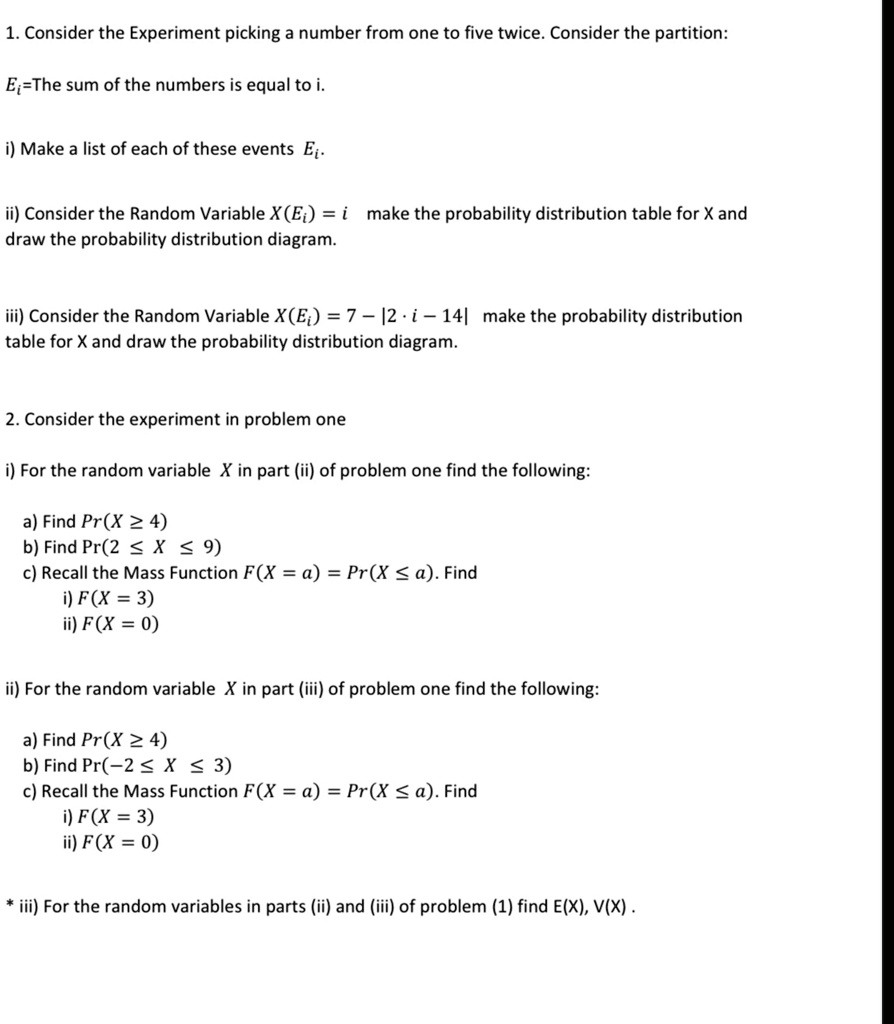 SOLVED: Consider the experiment of picking a number from one to five ...