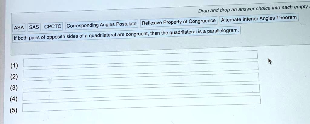 SOLVED: Drag and drop an answer choice into each empty Property of ...