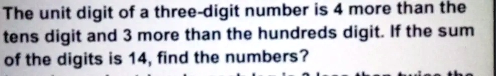 The unit digit of a three-digit number is 4 more than the tens digit ...