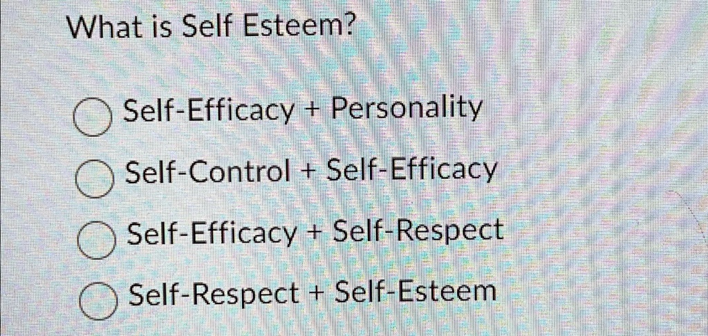 What is Self Esteem? Self-Efficacy + Personality Self-Control + Self ...