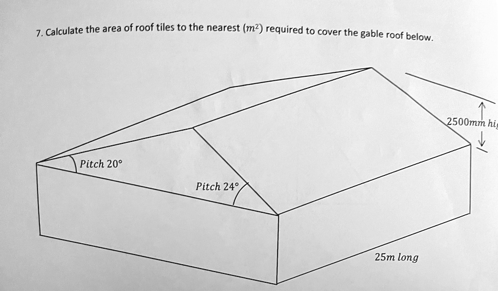 SOLVED: Calculate the area of roof tiles to the nearest (m^(2 ...