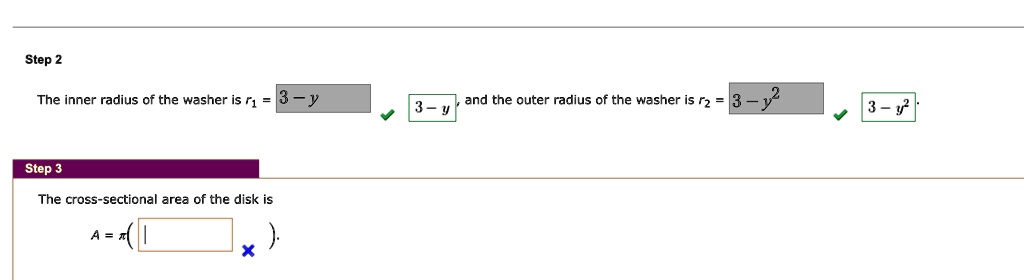 SOLVED: Step 2 The inner radius of the washer is r= - and the outer ...