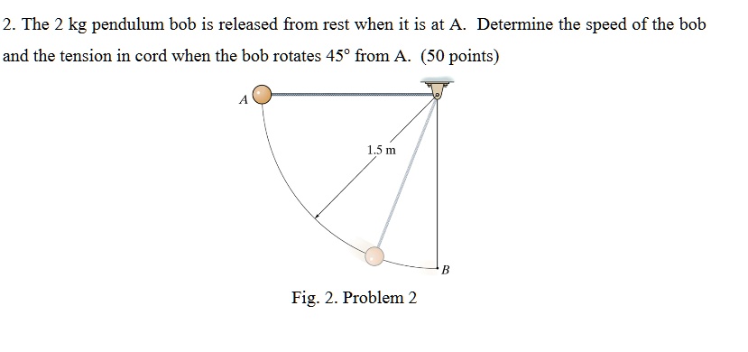 2 the 2 kg pendulum bob is released from rest when it is at a determine the speed of the bob and ...