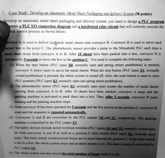 SOLVED: Case Study: Develop an Automatic Metal Sheet Packaging and ...