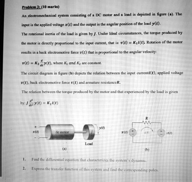 Problem 3: (10 marks) An electromechanical system consisting of a DC ...