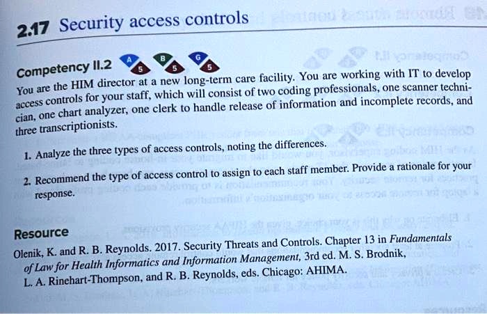 [GET ANSWER] 217 security access controls competency ii2 three ...