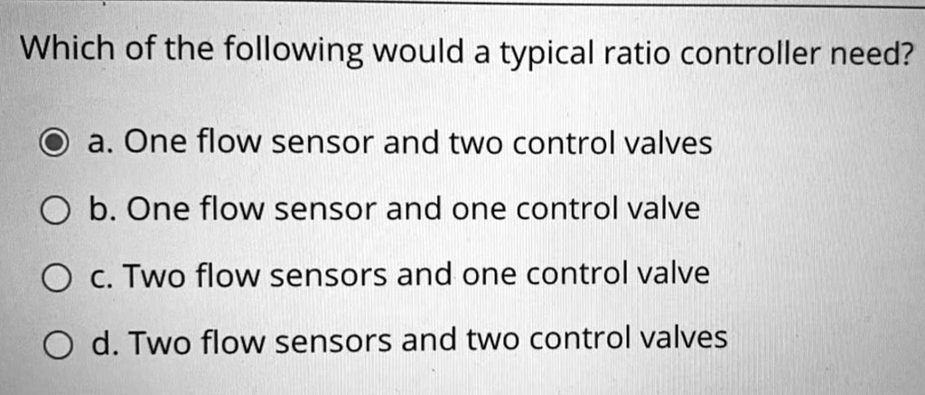 SOLVED: Which of the following would a typical ratio controller need? a ...