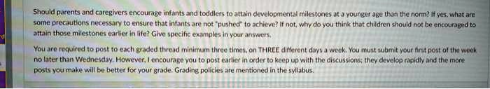 should parents and caregivers encourage infants and toddlers to attain ...