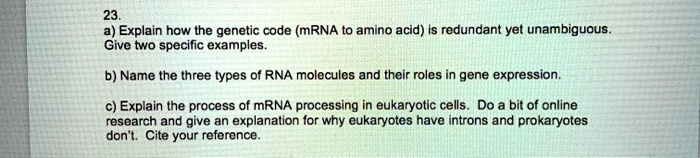 a explain how the genetic code mrna to amino acid is redundant yet ...