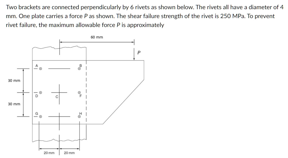 two brackets are connected perpendicularly by 6 rivets as shown below ...