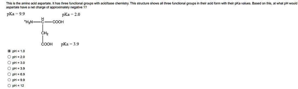 This is the amino acid aspartate. It has three functional groups with ...