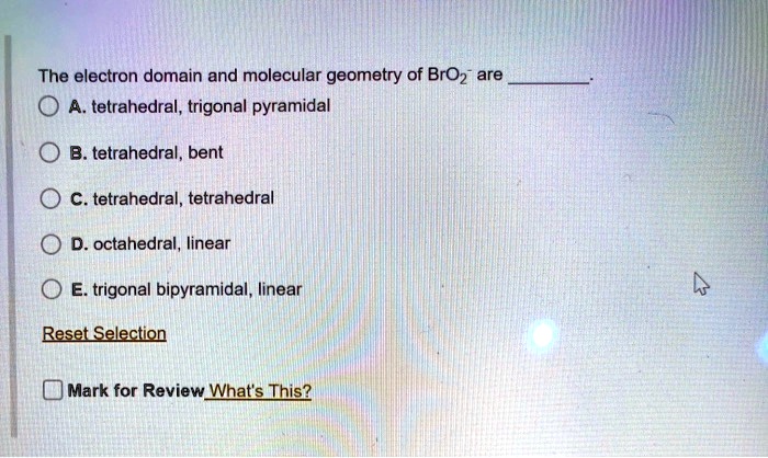 SOLVED: The electron domain and molecular geometry of BrOz are ...