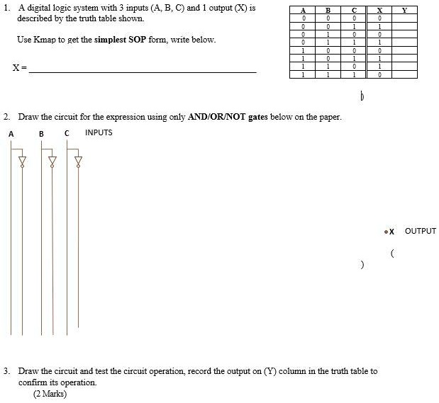 SOLVED: A digital logic system with 3 inputs A, B, and C, and 1 output ...