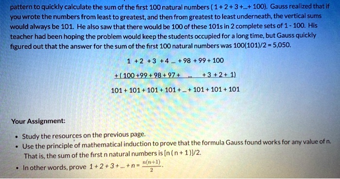 pattern to quickly calculate the sum of the first 100 natural numbers ...
