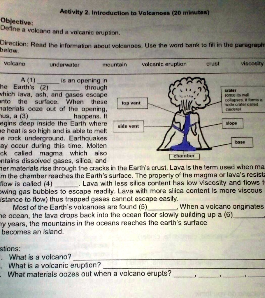 VIDEO solution: Activity 2. Introduction to Volcanoes (20 minutes ...
