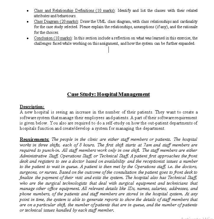 SOLVED: Class and Relationship Definitions (10 marks): Identify and ...