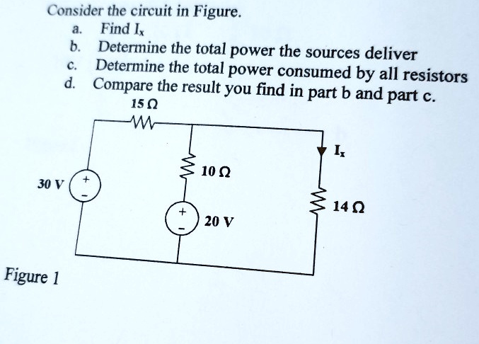 SOLVED: Consider the circuit in Figure a. Find Ix b. Determine the total power the sources ...