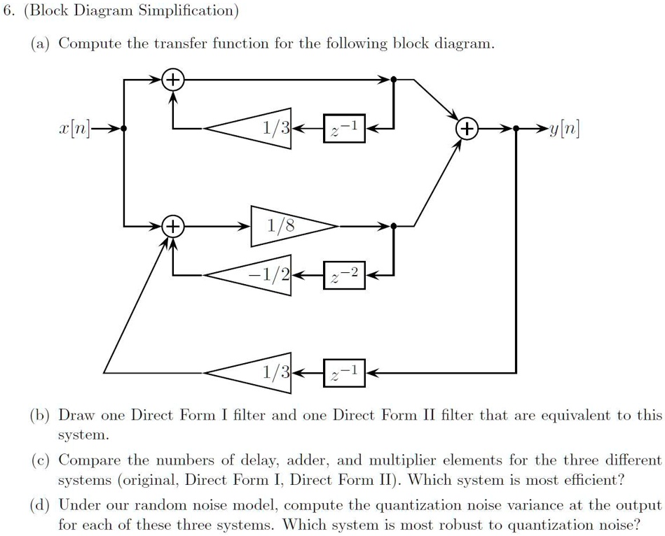 SOLVED: 6. Block Diagram Simplification (a) Compute the transfer ...
