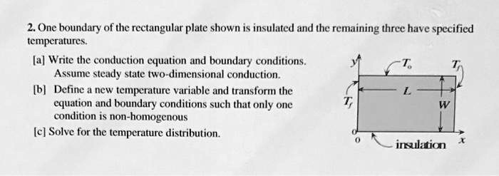 SOLVED: One boundary of the rectangular plate shown is insulated and the remaining three have ...