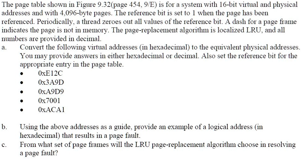 operating system concepts 9th ed the page table shown in figure 932page 4549e is for a system ...