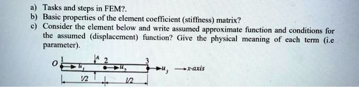 SOLVED: a. Tasks and steps in FEM? b. Basic properties of the element ...