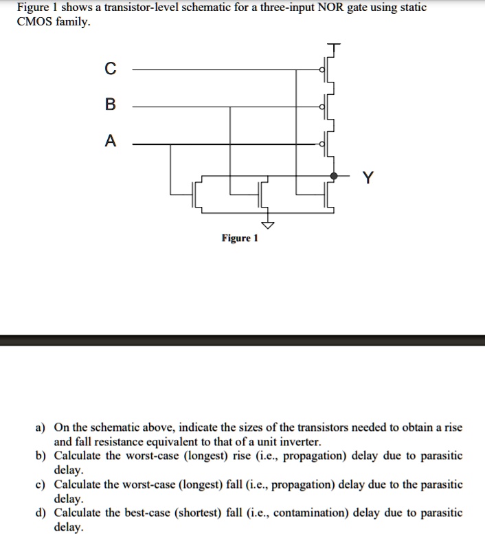 SOLVED: Figure shows transistor-level schematic for a three-input NOR gate using static CMOS ...