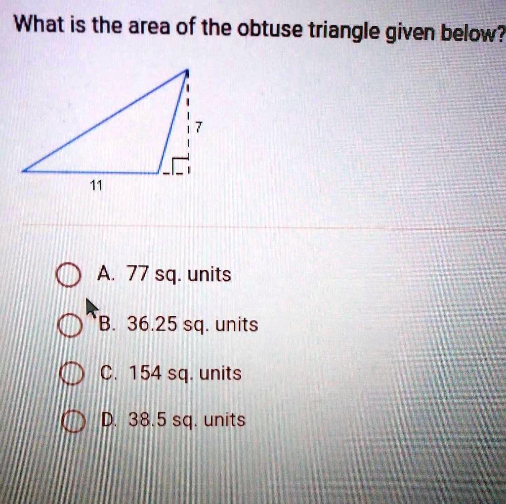 SOLVED: 'What is the area of the obtuse triangle given below? What is ...