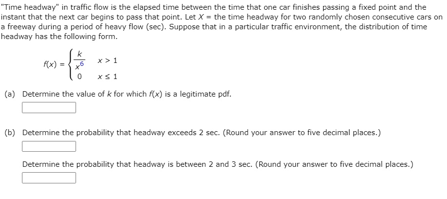 time headway in traffic flow is the elapsed time between the time that ...