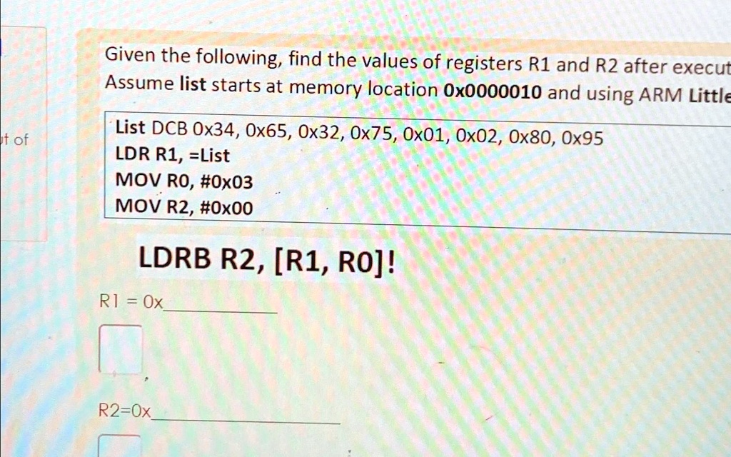 given the following find the values of registers r1 and r2 after ... given the following find the values of registers r1 and r2 after ...
