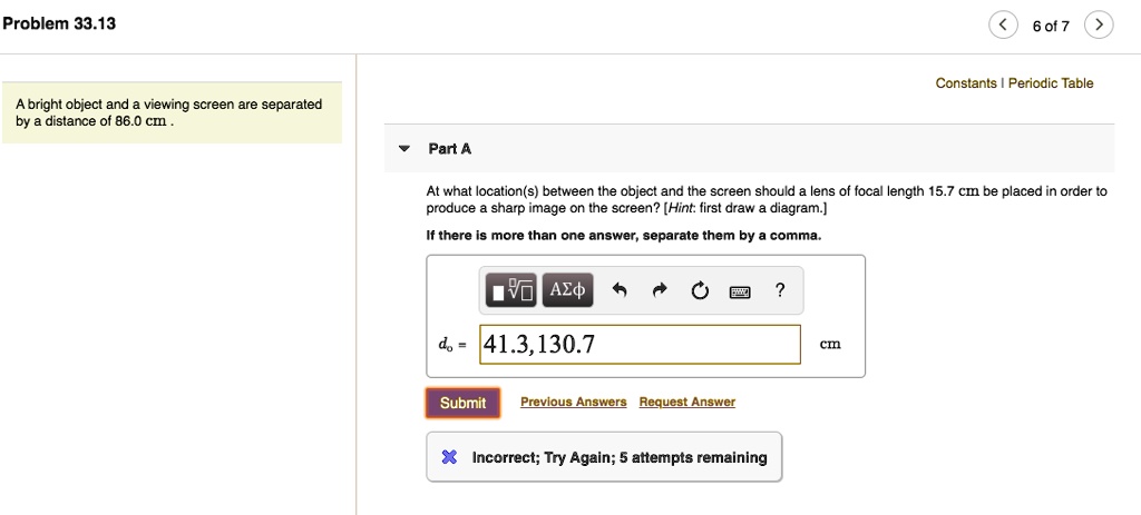 SOLVED: Problem 33.13 6 of 7 Constants Periodic Table A bright object ...