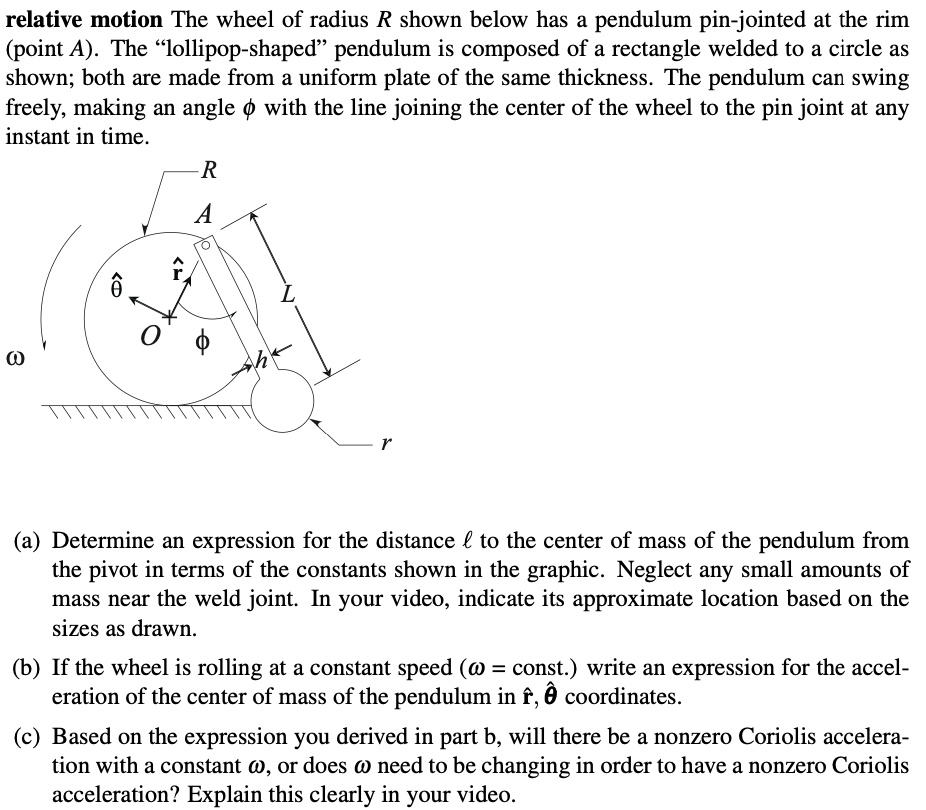 relative motion The wheel of radius R shown below has a pendulum pin ...